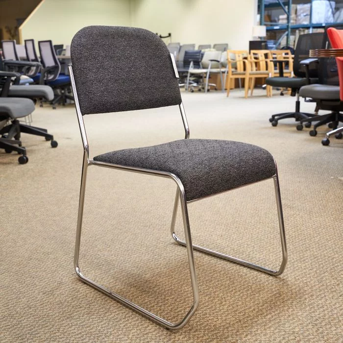 Used Sled Base Office Stack Chair (Chrome & Charcoal) CHK9999-1698 ...