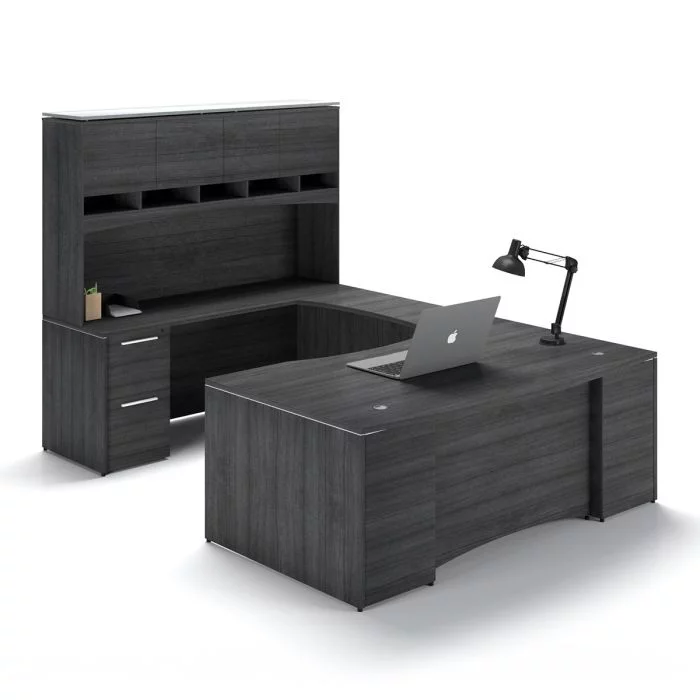 Potenza U-Shaped Bow Front Desk with Hutch | Dallas DESK, Inc.