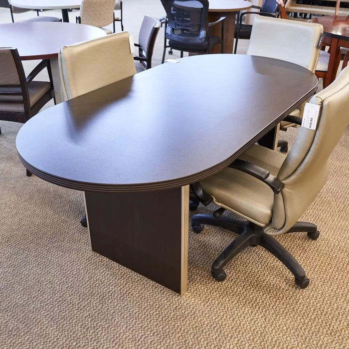 Used Laminate 6 Foot Conference Table (Espresso & Silver Leg Caps ...