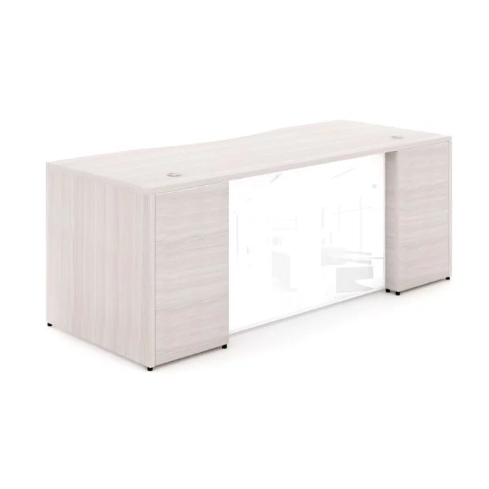 Potenza 66" Desk Shell with White Glass Modesty Panel | Dallas DESK, Inc.