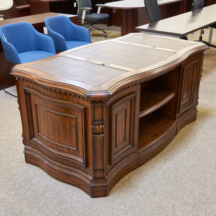 Used Traditional Leather Top Executive Desk (Walnut) DEE1819-001 ...