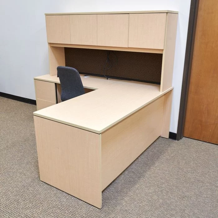 Used 30x66 Left L-Shape Desk with Hutch (Maple) DEL9999-1619 | Dallas ...