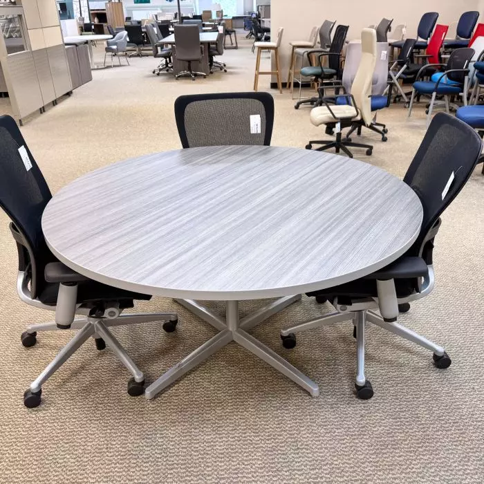 Used Hon 54" Round X-Base Conference Table (Grey & Silver) CTB1892-007 ...