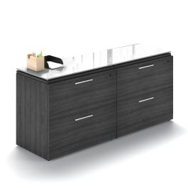 Potenza 4 Drawer File Credenza with Glass Tops | Dallas DESK, Inc.