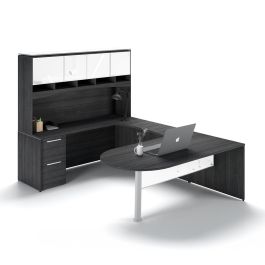 Potenza U-Shaped Bullet End Desk with Hutch | Dallas DESK, Inc.
