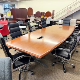 Used 16' Foot Veneer Conference Table with Power (Dark Cherry) CTB1875 ...