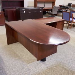 Used 30x72 Right Bullet Top L-Shape Desk with BBF Ped (Mahogany ...