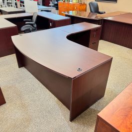 Used Cherryman Right L-Shaped Desk with 42" Return (Mahogany) DEL1863 ...