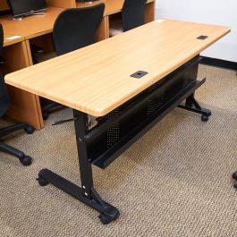 Used 24x60 Flip Top Nesting Training Table (Honey & Black) TRN1781-030 ...